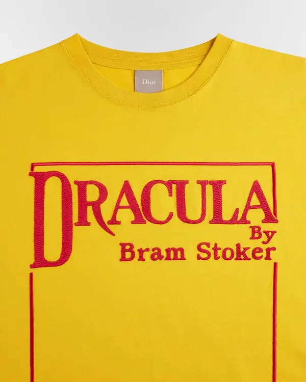 Dior T-Shirt With Book Cover Embroidery, Relaxed Fit - Yellow And
